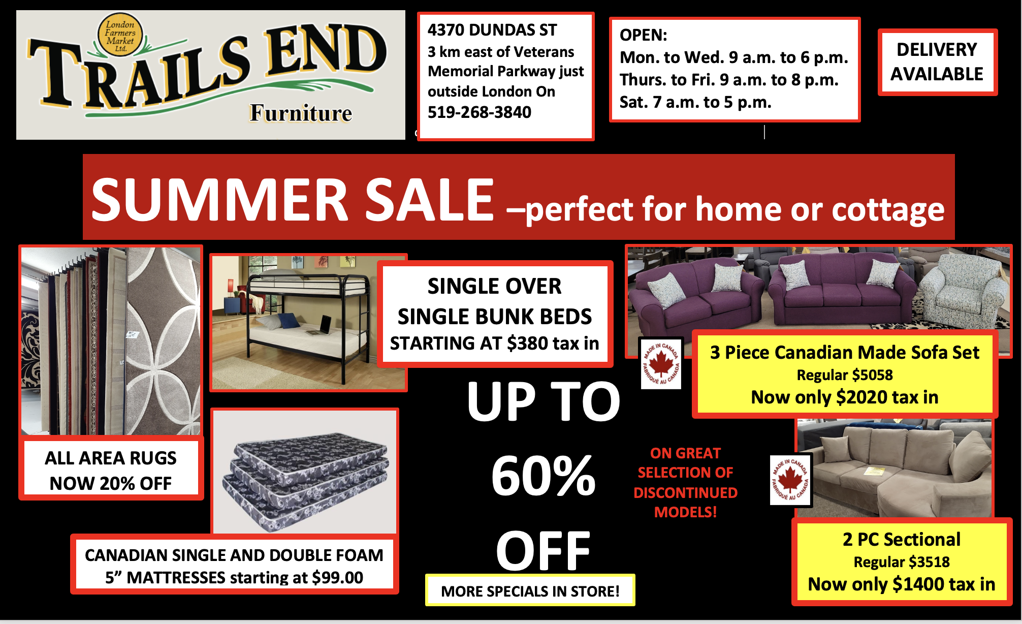 TRAILS END FURNITURE-SUMMER SALE-perfect for home or cottage! - Trails ...